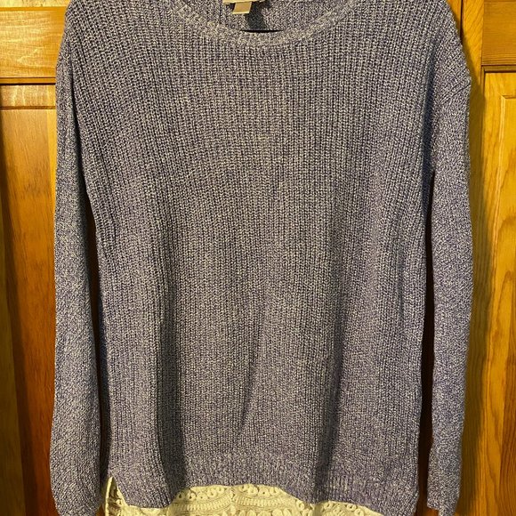 LOFT | Sweaters | Knit Sweater With Lace Bottom | Poshmark